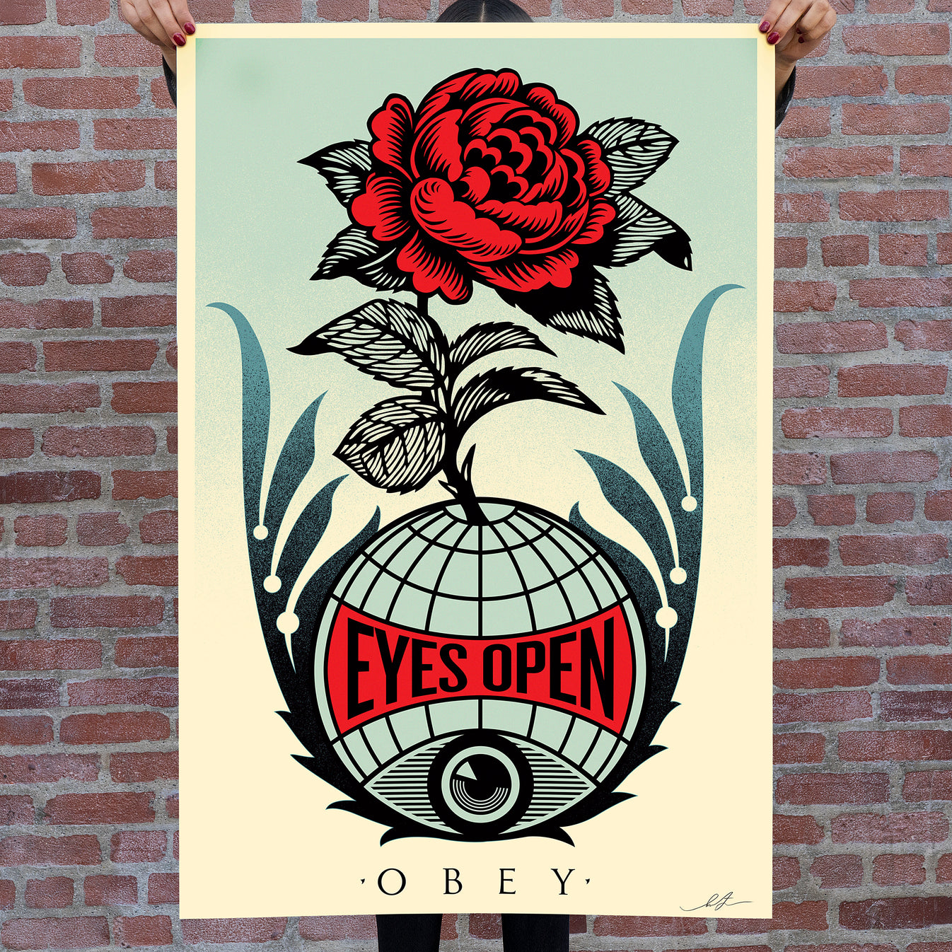 EYES OPEN Signed Offset Lithograph – OBEY GIANT